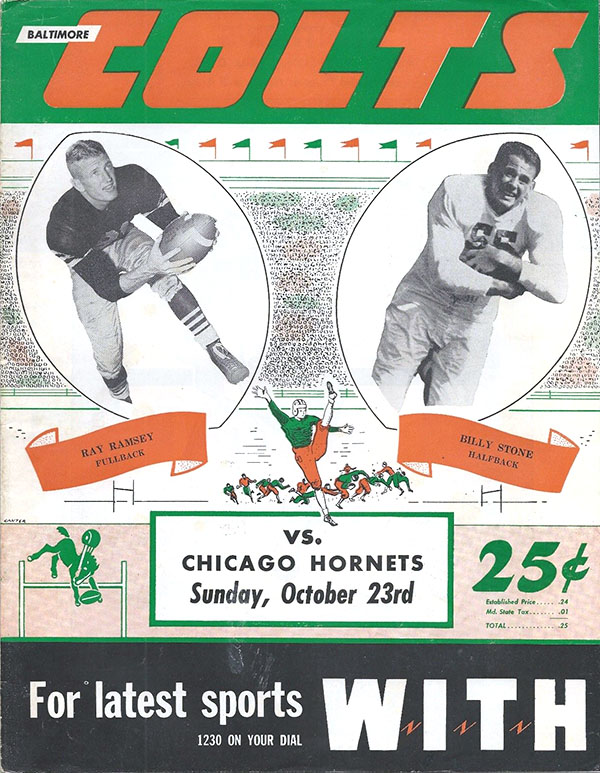 AAFC Program: Baltimore Colts vs. Chicago Hornets (October 23, 1949 ...