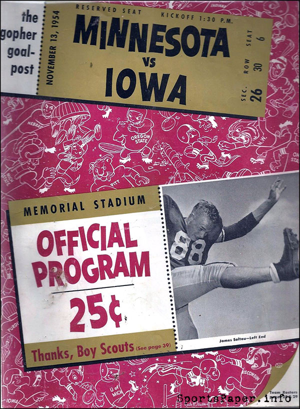 College Football Program: Minnesota Golden Gophers vs. Iowa Hawkeyes ...