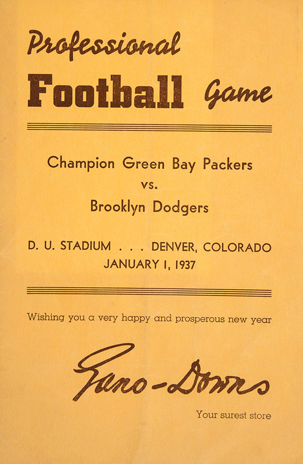 NFL Program: Green Bay Packers vs. Brooklyn Dodgers (January 1, 1937 ...