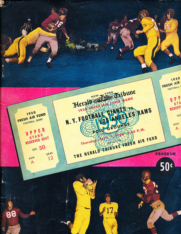 NFL Program: New York Giants vs. Los Angeles Rams (September 7, 1950 ...