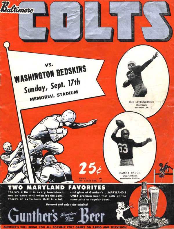NFL Program: Baltimore Colts vs. Washington Redskins (September 17 ...