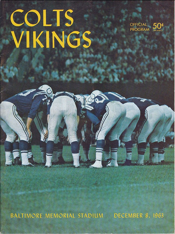 NFL Program: Baltimore Colts vs. Minnesota Vikings (December 8, 1963 ...