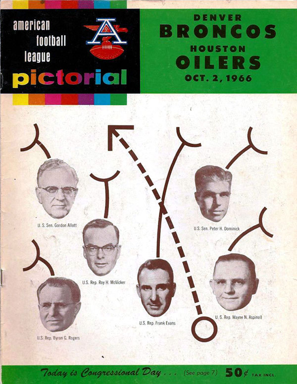 AFL Program: Denver Broncos vs. Houston Oilers (October 2, 1966 ...