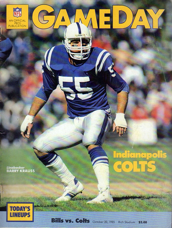 NFL Program: Buffalo Bills vs. Indianapolis Colts (October 20, 1985 ...