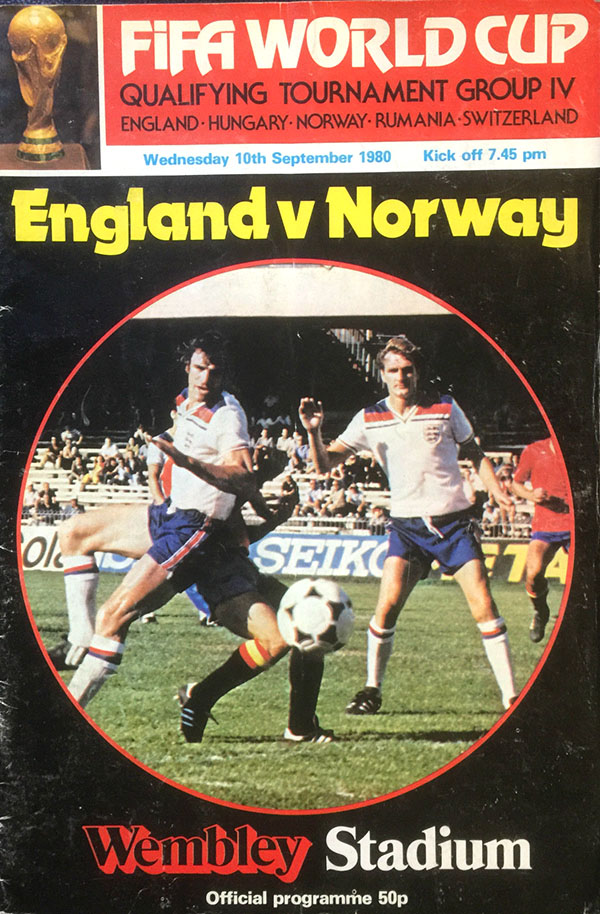 World Cup Program: England vs. Norway (September 10, 1980 ...