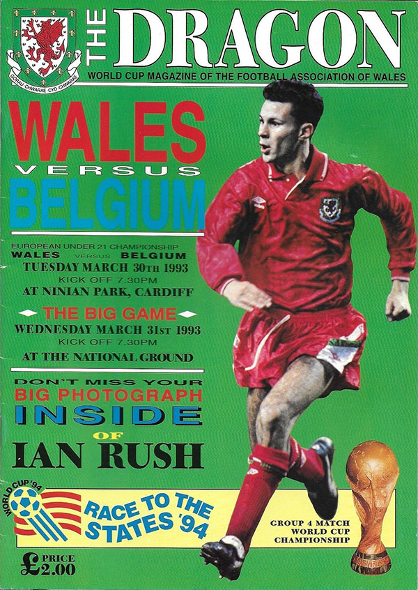 World Cup Program: Wales vs. Belgium (March 31, 1993) | SportsPaper.info